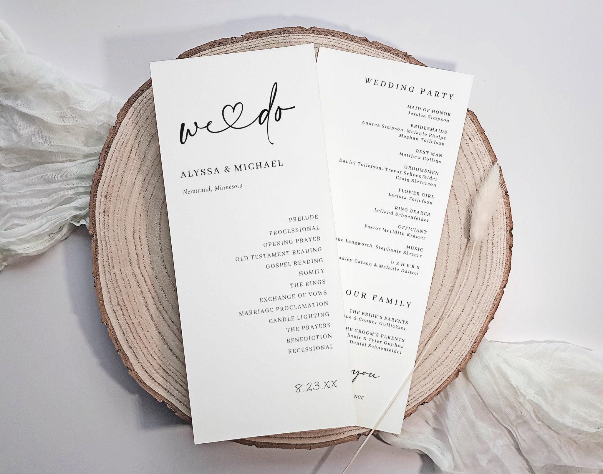 Modern Black & White Wedding Programs | Elegant Minimalist Design ...