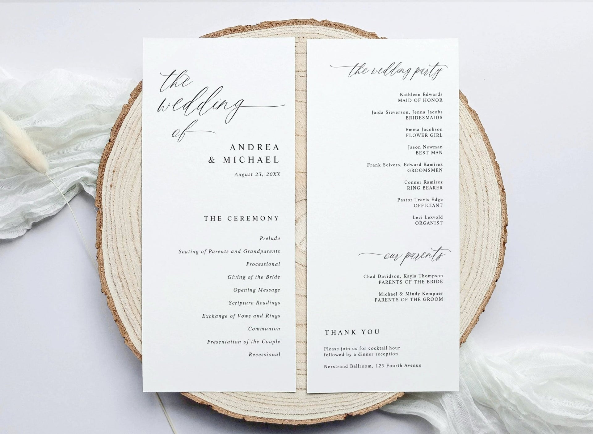 Modern Romantic Wedding Programs | Custom Printed | Karma K. Weddings