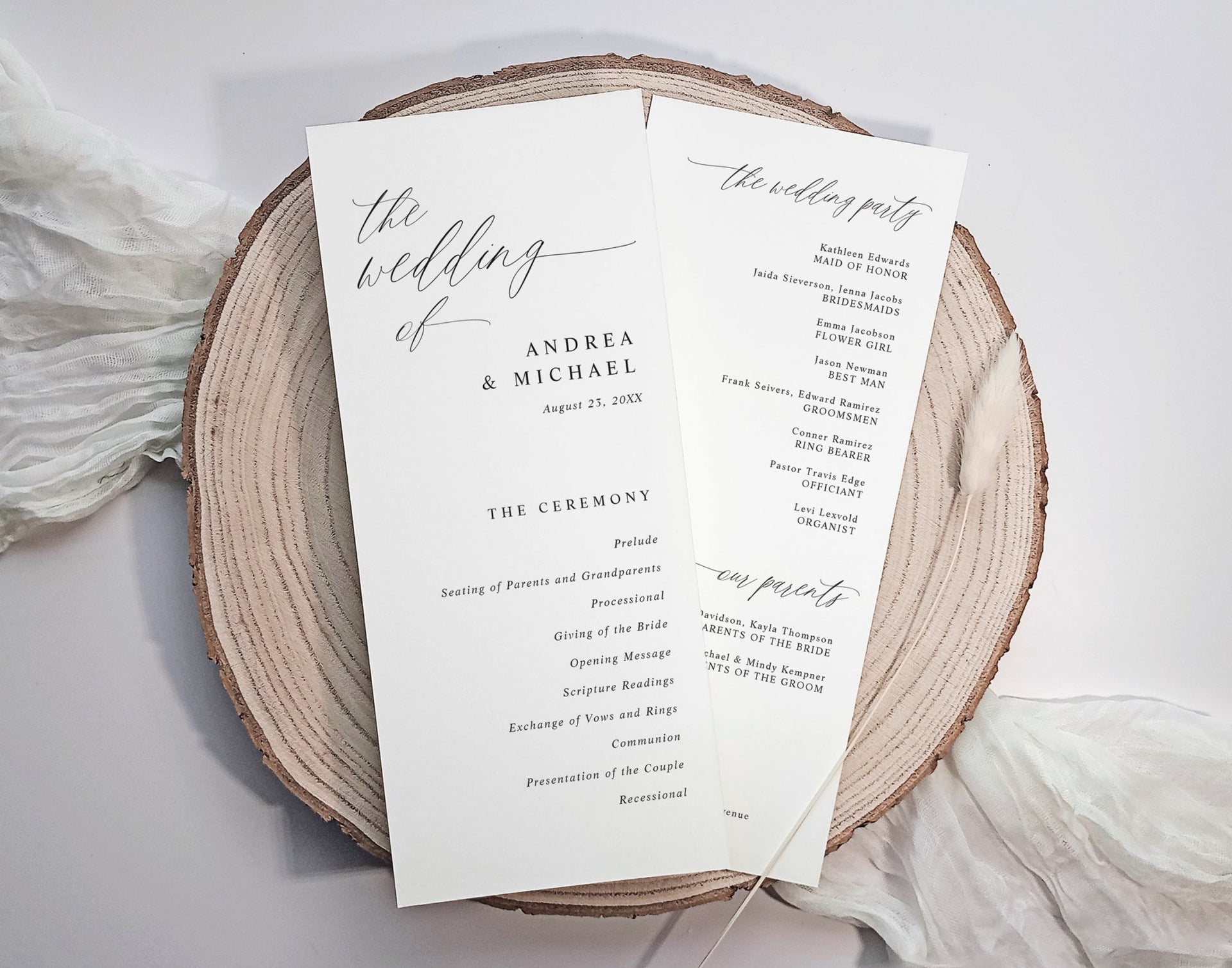 Modern Romantic Wedding Programs | Custom Printed | Karma K. Weddings